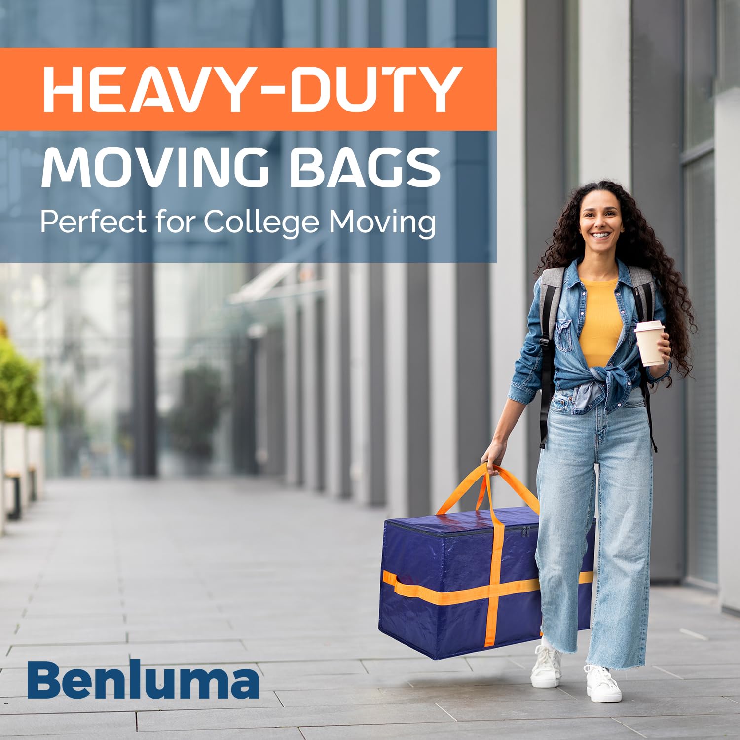 Benluma 6-Pack Extra Large Moving Bags, Moving Totes with Zippers, Heavy Duty Moving Bags Medium and Large Alternative, Packing Boxes for Moving Supplies, Moving Totes Alternative