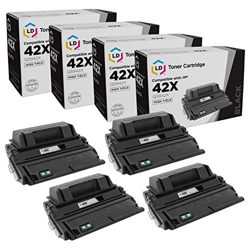 LD Products Compatible Toner Cartridge Replacements for HP 42X Q5942X High Yield (Black, 4-Pack) for HP Laserjet / Multifunction Printers 4250, 4250tn, 4350n, 4250dtn, 4350tn, 4250dtnsl, 4350dtn