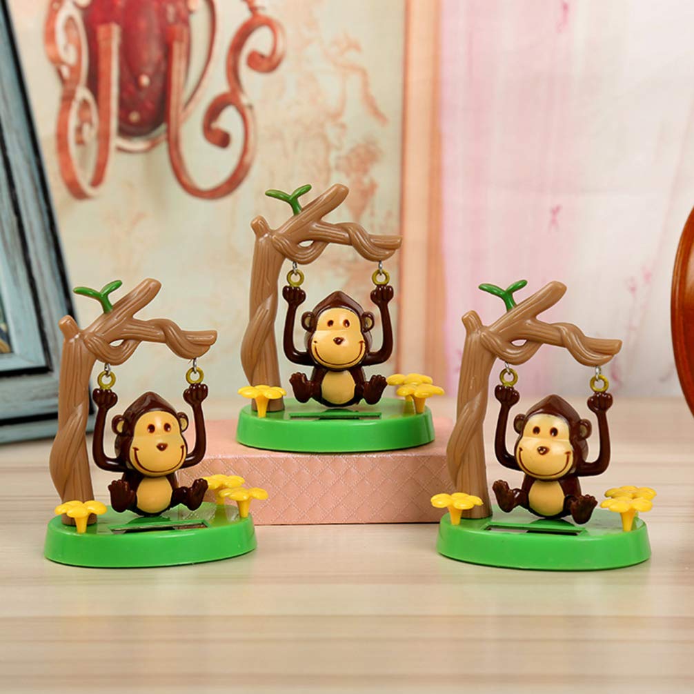Amosfun 2Pcs Solar Powered Dancing Toy Swinging Monkey Bobbleheads Shaking Car Dashboard Ornament for car Interior Decorations Ornament Gift