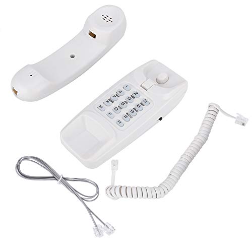 Corded Wall Phone Without Caller ID, Desktop Landline Corded Telephone for Home,Hotel,Living Room,School and Office,Powered by Telephone Line(White)