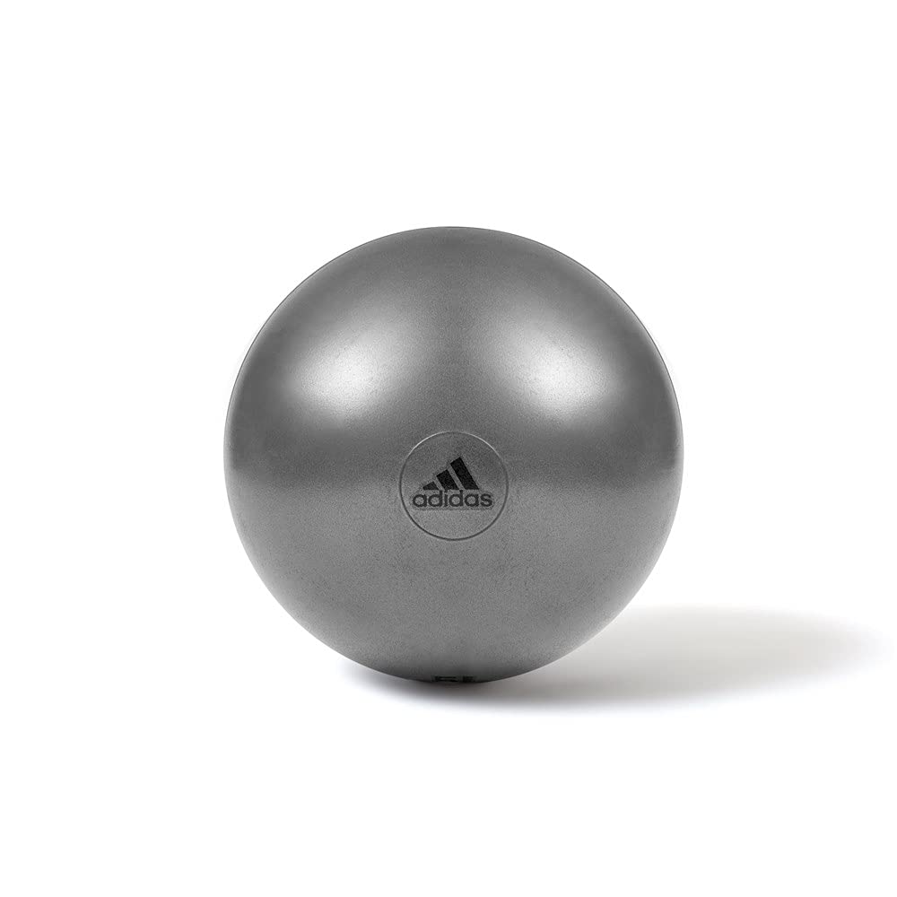 adidas Gymball - 65cm Exercise Ball with Dual Textured Non-Slip Surface for Maximum Grip - for Core Workout, Improving Stability, and Posture at Home or The Gym - Hand Pump Included - Grey