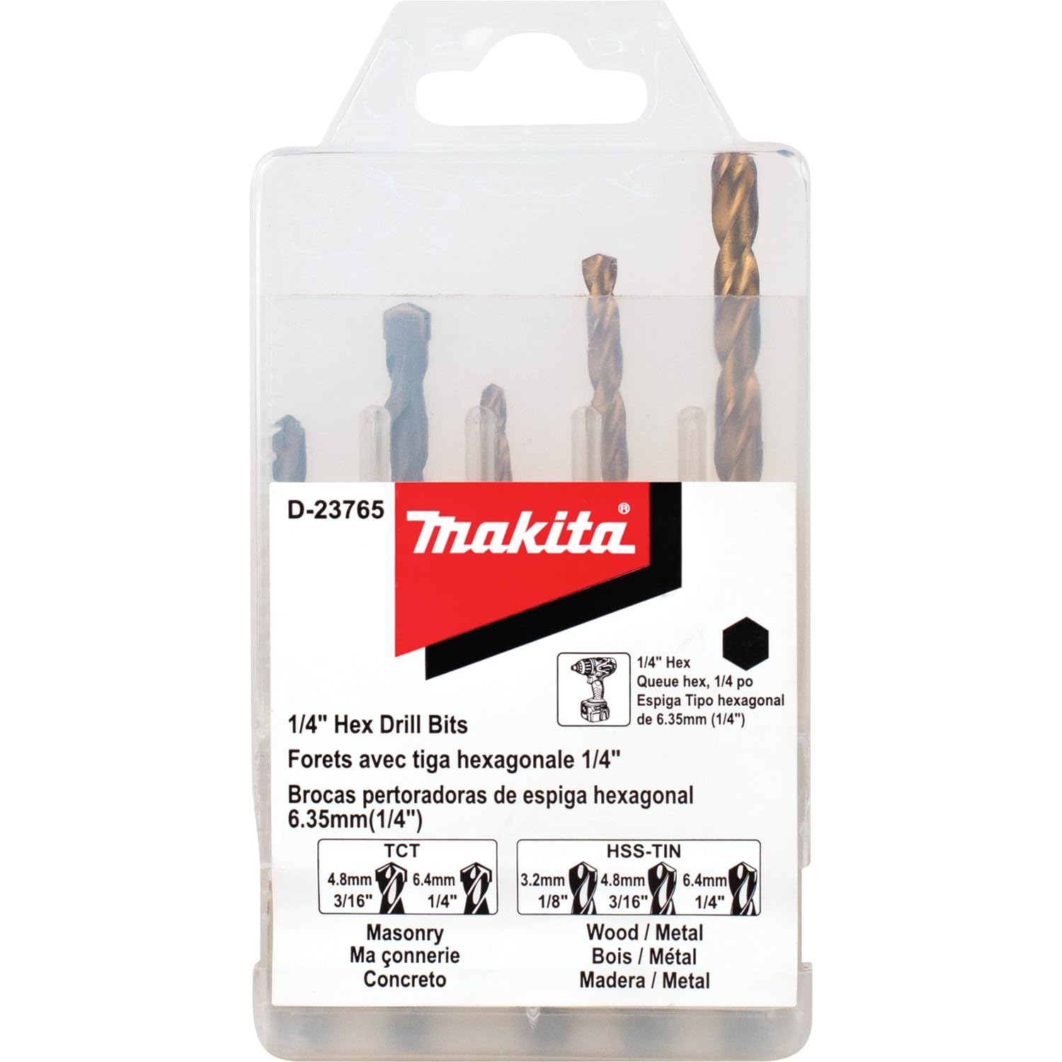 Makita D-23765 Masonry and Metal Drill Bit Set (5 Piece), 1/4"