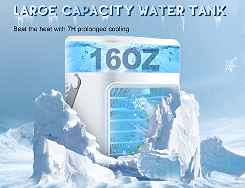 Chill2.0 Mini Air Conditioner with 700ML, Portable Air Conditioner, Evaporative Air Cooler, 3 Speeds Personal Space Cooler Humidifier, Small Portable AC Desk Spray Fan for Home Office Room