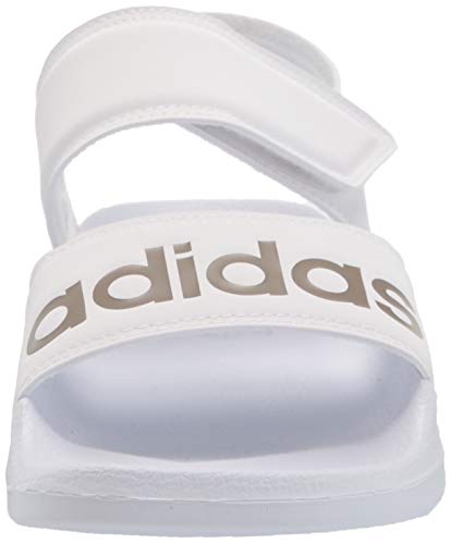 adidas Women's Adilette Sandal Slide, White/Champagne Metallic/White, 9
