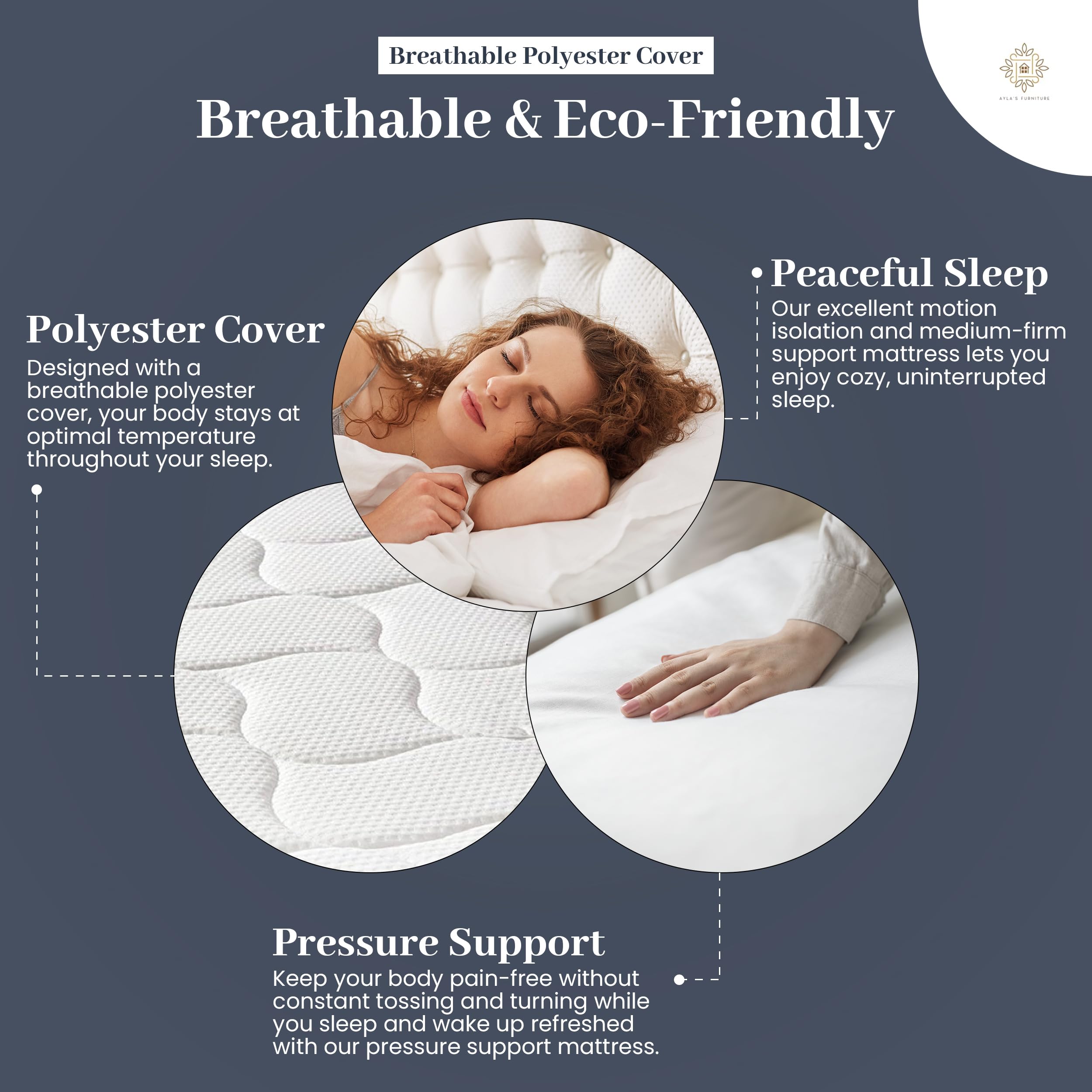 Aylas Furniture Full Size Mattress - 10 Inch Hybrid Full Mattress with High Density & Comfort Cold Foam with Continuous Coil Bonnell Springs - Eco-Friendly, Breathable Mattress Full Size Medium Firm