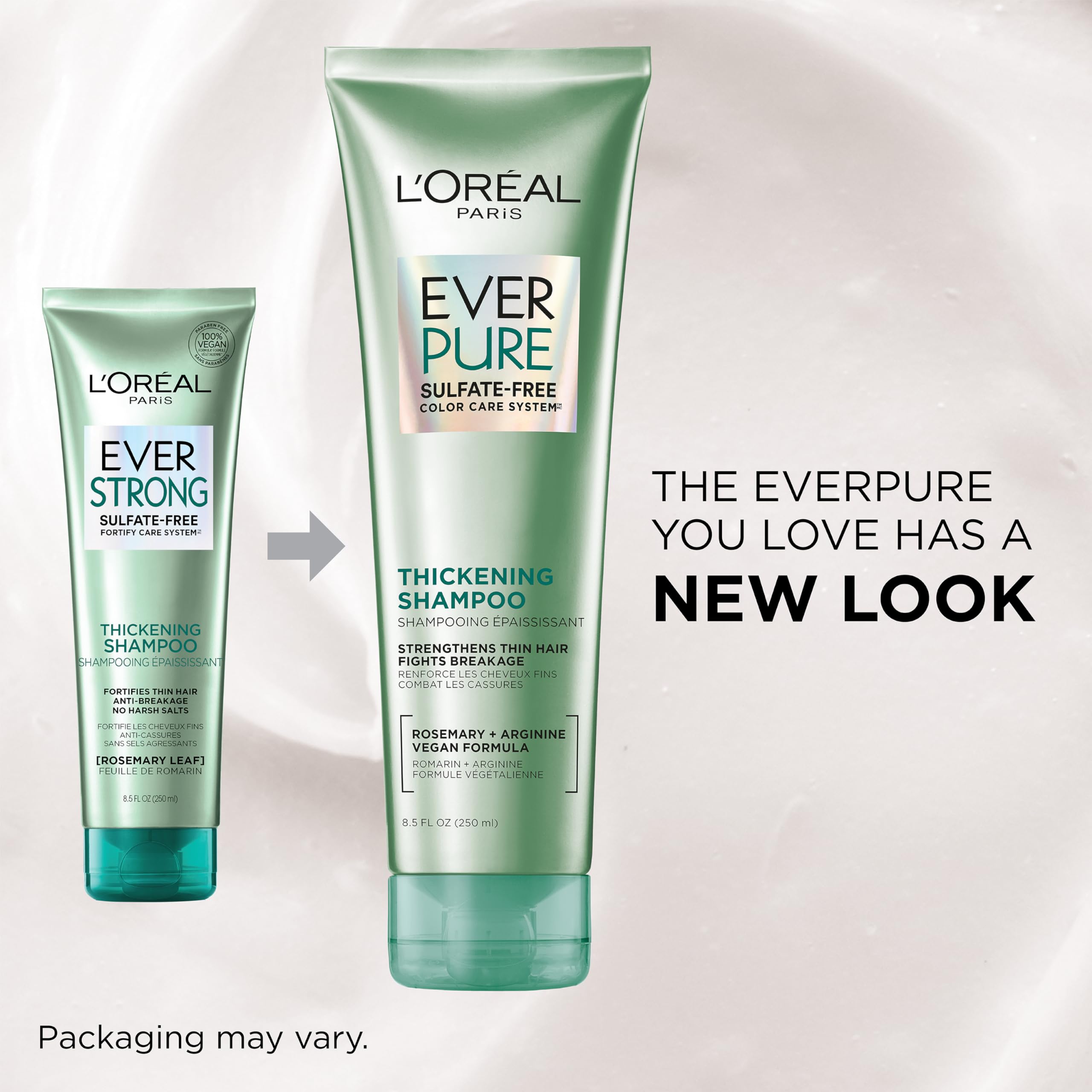 L’Oréal Paris Thickening Sulfate Free Conditioner, Thickens + Strengthens Thin, Fragile Hair, Hair Care with Rosemary Leaf, EverPure, 8.5 Fl Oz (Packaging May Vary)