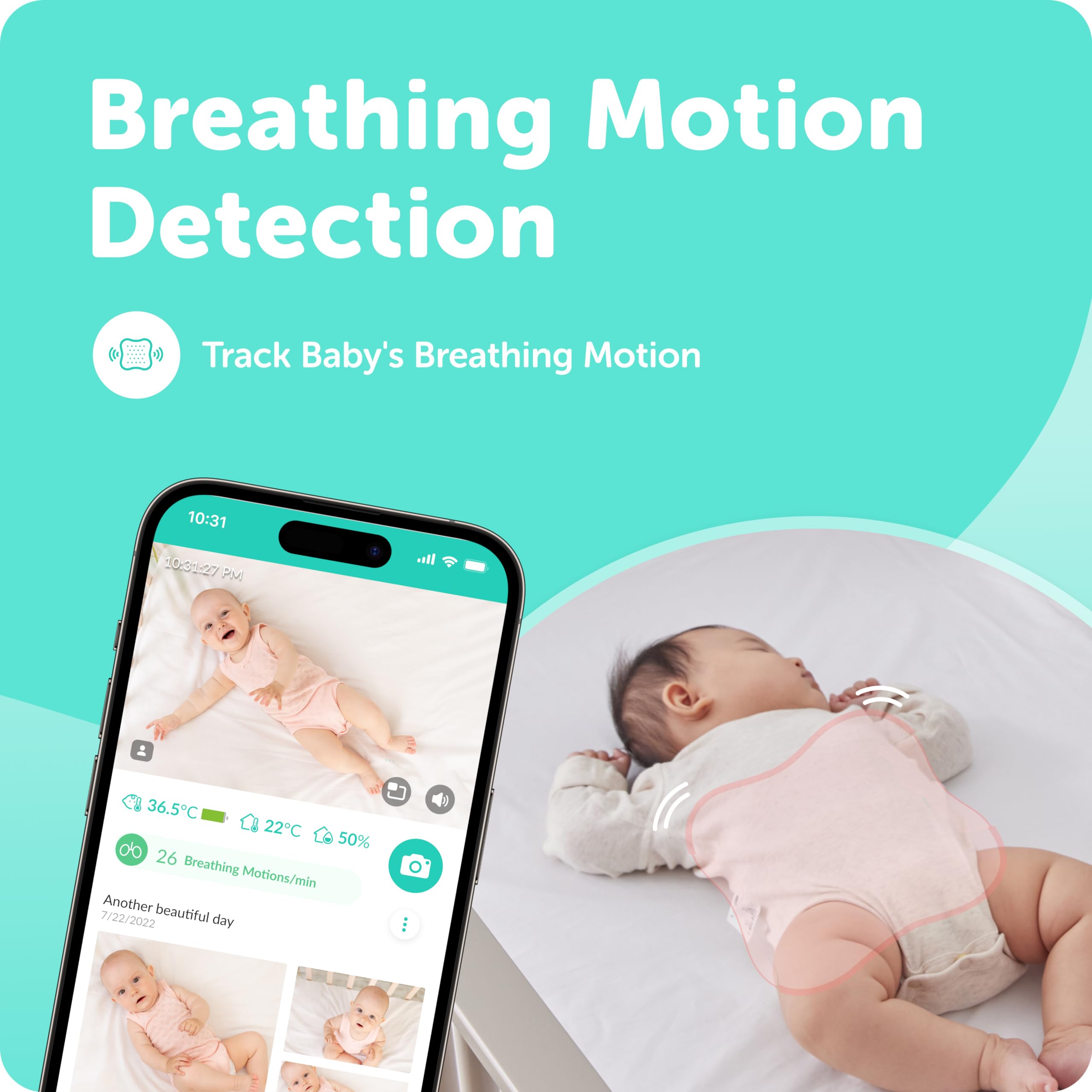 CuboAi Sleep Sensor Pad - Real-Time Baby Micro Movement Tracking & Motion Detection with Proactive AI Baby Safety Alerts, Non-Contact | Must be Paired with Cubo Ai Plus Smart Baby Monitor