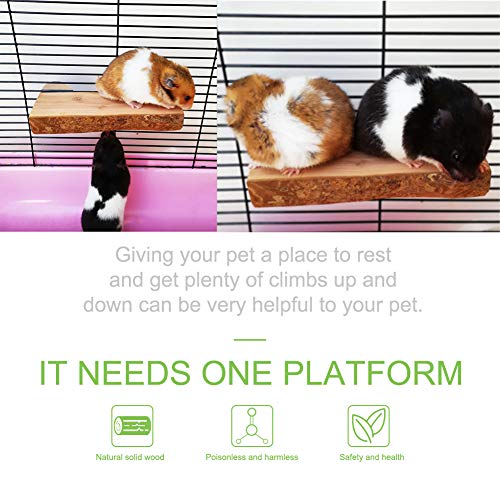 Chinchilla Wood Ledge 2Pcs Natural Wooden Shelf Standing Platform Chew Toys for Hamster Rat Guinea Pig Mouse Bird 2.6" x 5.9"