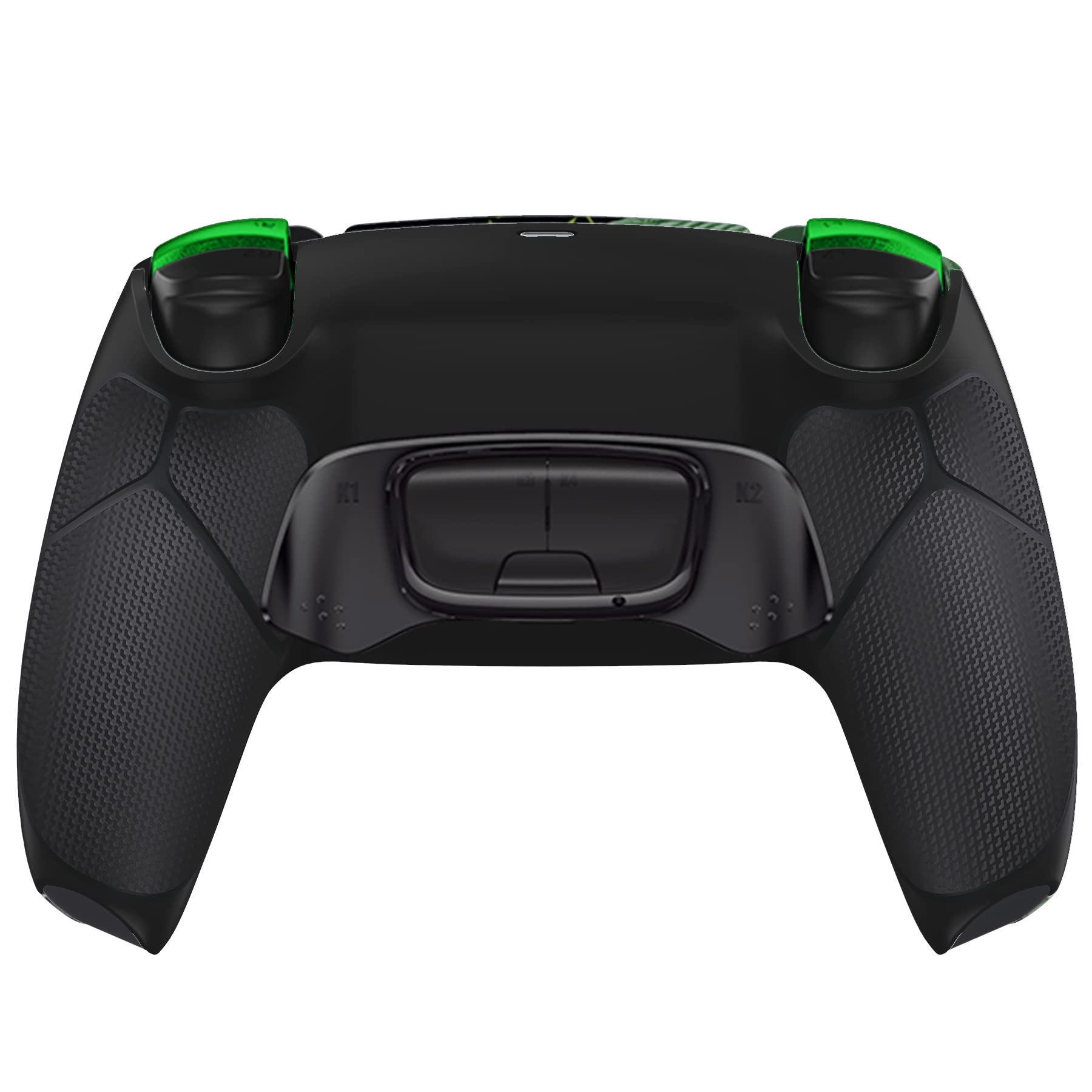 HEXGAMING ULTIMATE 4 Mappable Back Buttons & Replaceable Thumbsticks & Hair Trigger Black Rubberized Grip Compatible with ps5 Pro Custom Controller PC Wireless FPS eSport Gampad - Green Leaves