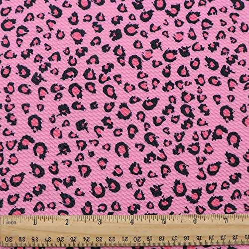 David Angie Leopard Print Bullet Textured Liverpool Fabric 4 Way Stretch Spandex Knit Fabric by The Yard for Hair Bows Headbands Making⦠(Pink)