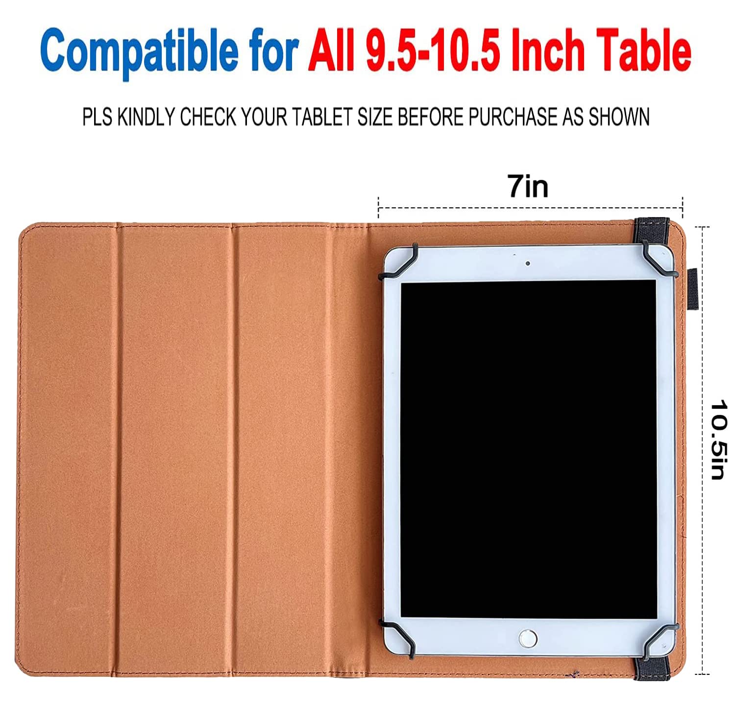 9.5-10.5 inch Tablet Universal Case, Synthetic Leather Case Cover for iPad Air,New iPad 5th/6th Gen, Samsung Galaxy Tab A 10.1/Tab E 9.6 and More 9.5-10.5inch Tablet, Brown