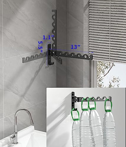 Dr.DJ Wall Hanger for Clothes, Coat Hanger Wall Mounted Silver Retractable Clothes Drying Organizer Rack Garment Hooks Aluminium Folding Indoor Wall Wall Hanger Space Save (2 Racks)