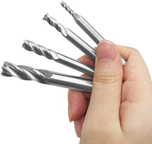 ASNOMY 10pcs 4-Flute End Mill Set, Metric CNC Milling Cutter Drill Bits Router Bits Cutter Tool Set for Wood Aluminum Steel Titanium, Straight Shank 2-12mm