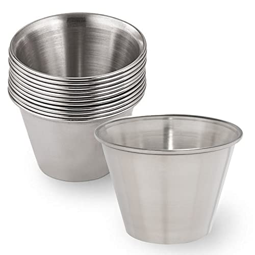 C&S Event Supply Co. 2.5oz Ramekins - Commercial Grade Silver Stainless Steel Sauce Cups, Round Small Bowls for Dipping Sauce Cup & Portion Control - Ideal for Au Jus, Condiments, Dips - Set of 12