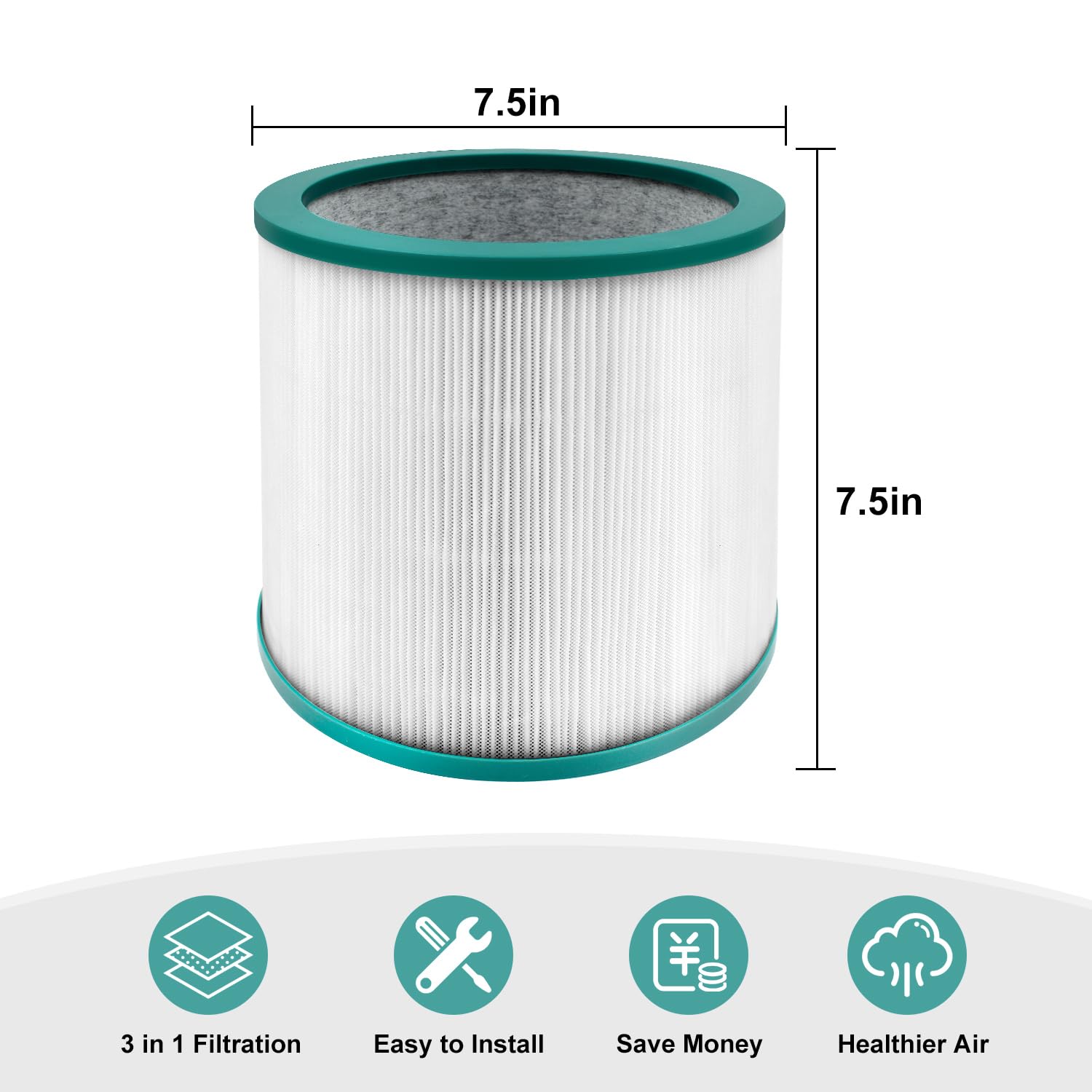 Air Purifier Filter Replacements Compatible with Dyson Tower Purifier Pure Cool Link TP01, TP02, TP03, AM11, BP01 Models,Compare to Part 968126-03,True HEPA Filter Replacement for Dyson Purifier
