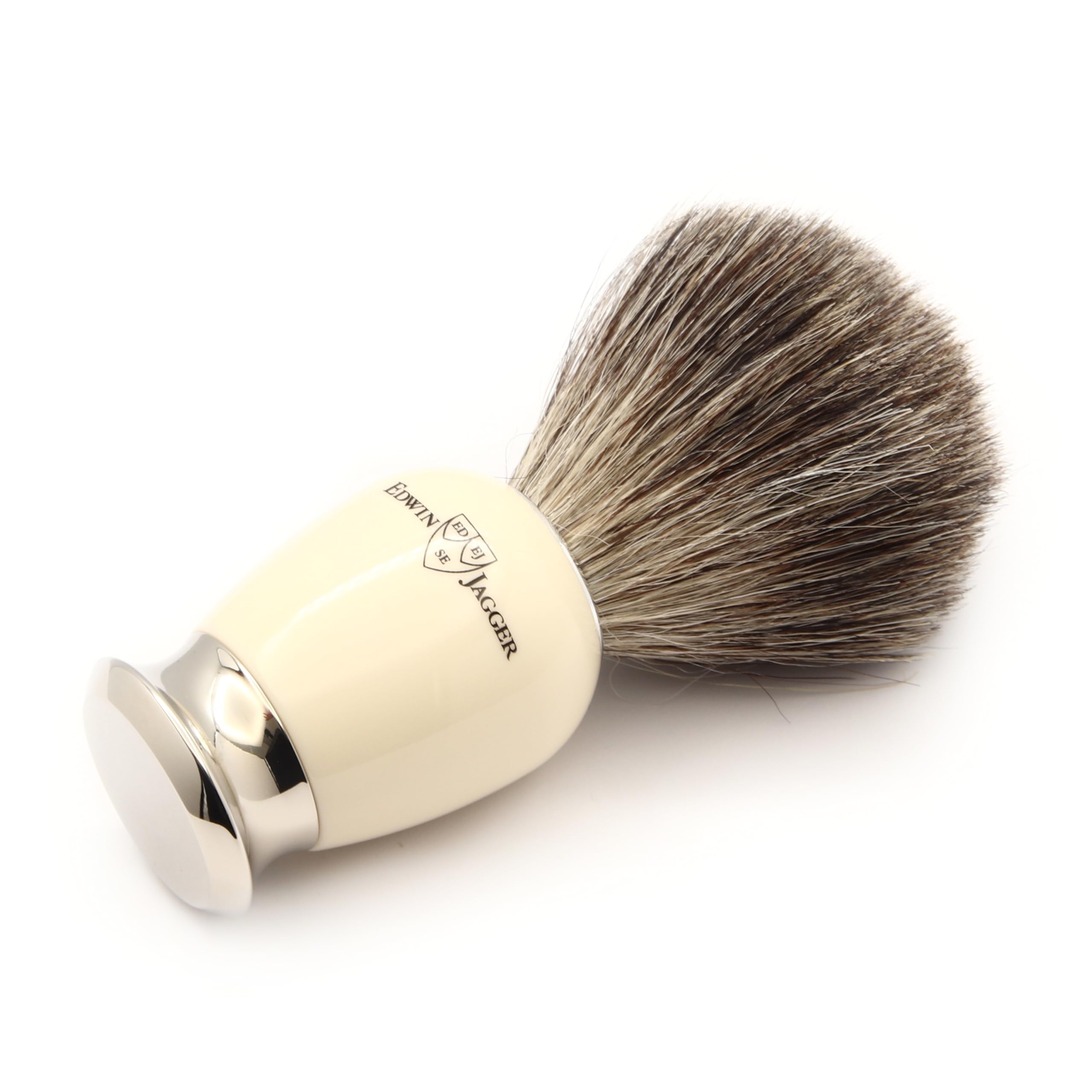 Edwin Jagger S81M587AMZ Imitation Ivory & Nickel Classic Shaving Set with Pure Badger Shaving Brush and Mach 3 Razor for Shaving Cream or Soap for Men