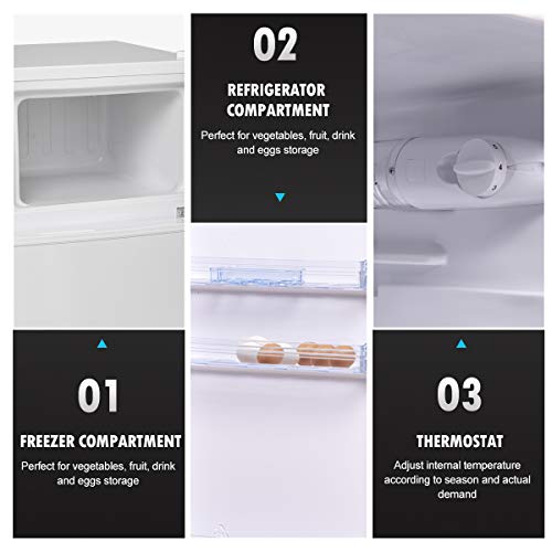 MAT EXPERT 3.4 Cu.Ft 2-Door Mini Fridge with Freezer, Compact Refrigerator w/Adjustable Removable Glass Shelves, Mechanical Control & Recessed Handle Small Drink Cooler for Dorm/Office/Home/RV (White)