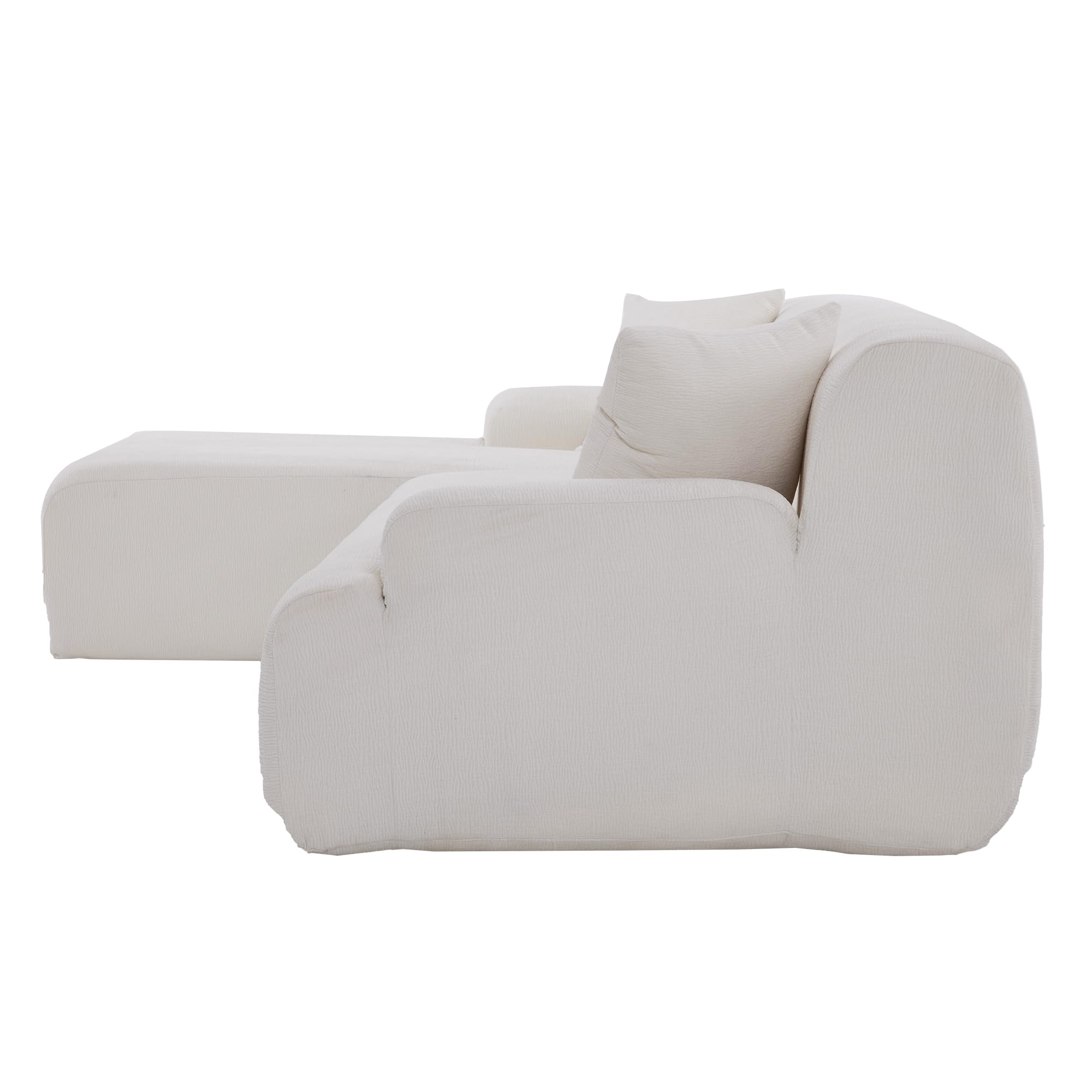 Merax L-Shaped Large Sofa Couch, 2 Piece Free Combination, Modern Modular Sectional Corner Sofa with 2 Pillows and High-Density Foam for Living Room, Bedroom, Salon, Beige
