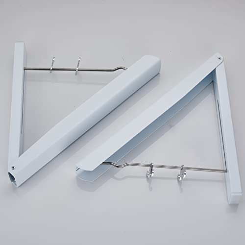 DOMWATER Retractable Clothes Rack - Wall Mounted Folding Clothes Hanger Drying Rack for Laundry Room Closet Storage Organization (2 Racks, White)