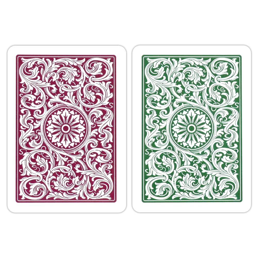 Copag 1546 Design 100% Plastic Playing Cards, Poker Size (Standard) Green/Burgundy (Jumbo Index, 1 Set)