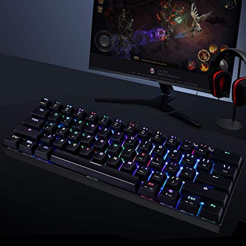 MOTOSPEED 60% Mechanical Keyboard Portable 61 Keys RGB LED Backlit Type-C USB Wired Office/Gaming Keyboard for Mac, Android, Windows（Red Switch）