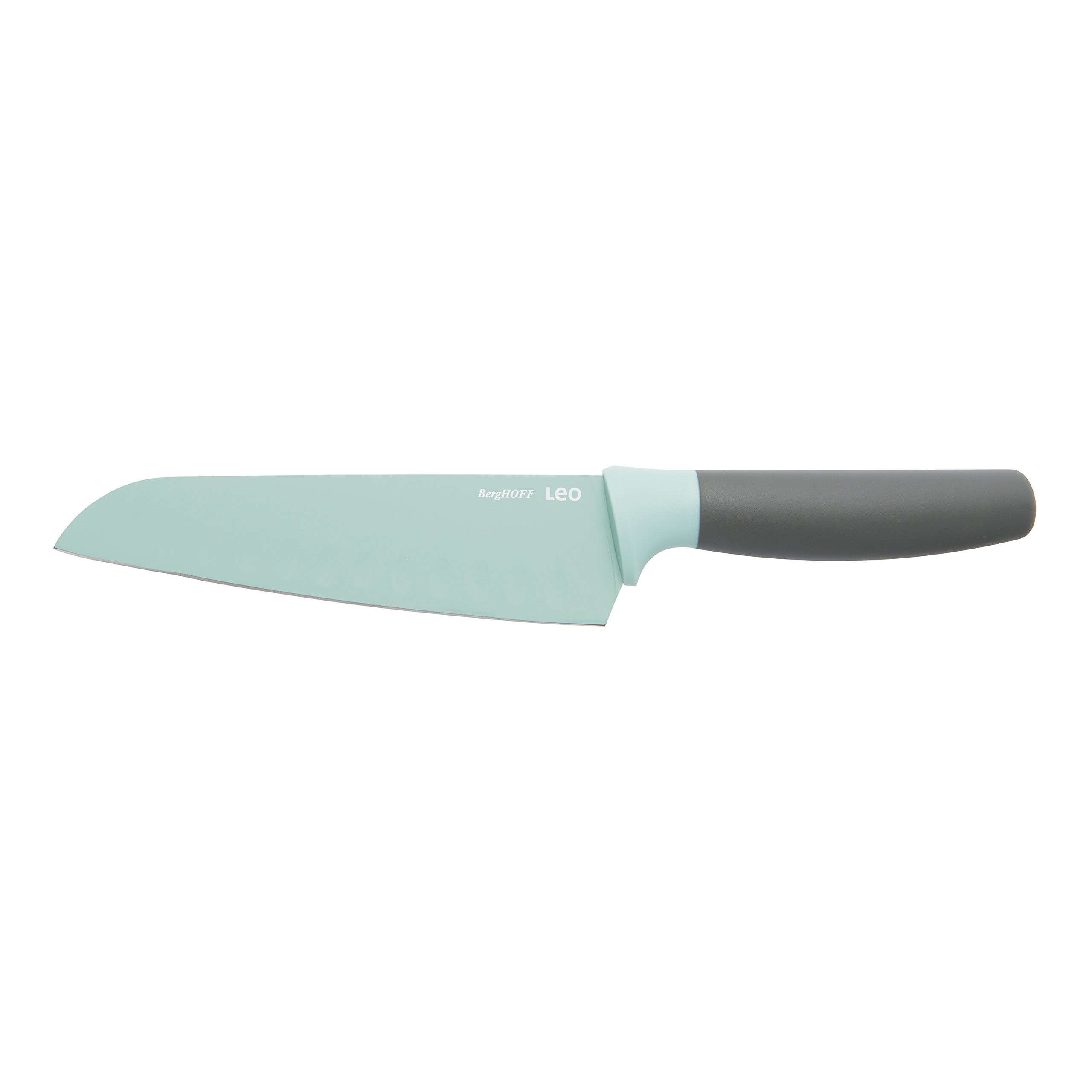 Berghoff LEO Non-stick Stainless Steel Wide Blade Santoku Knife 6.75" Mint PP Fitted Protective Sleeve Multifunctional Knife Soft-touch PP Soft Grip Handle