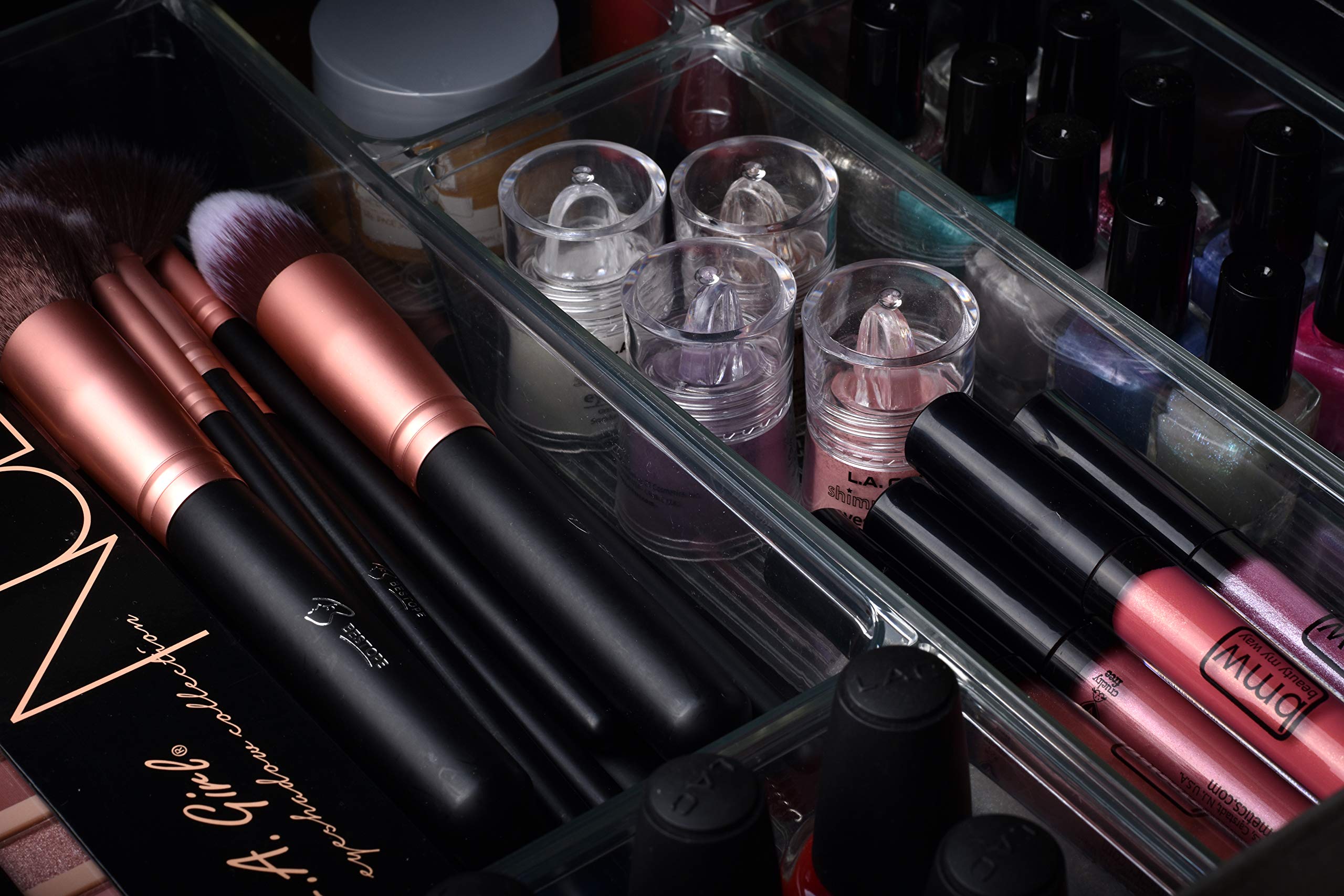 Clear Drawer Organizer - Easily Organize and Customize the Layout of Drawers. Great for Office Desk, Utensils, Cosmetics and Makeup. (8-Piece Set)