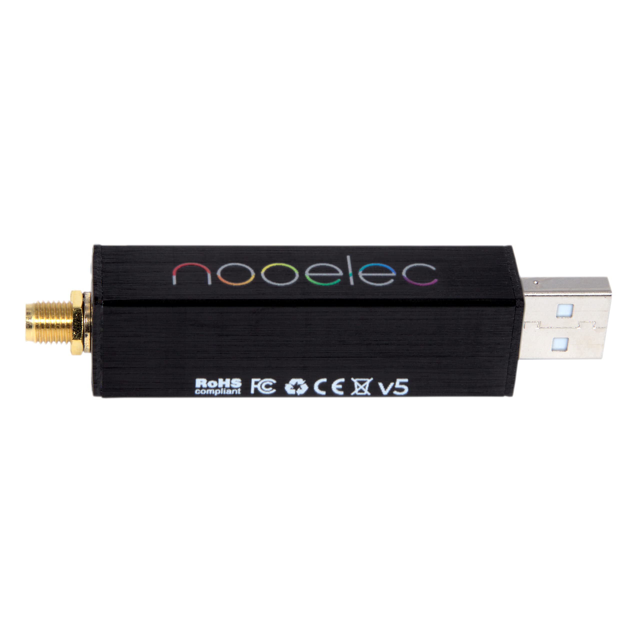 Nooelec RTL-SDR v5 SDR - NESDR Smart HF/VHF/UHF (100kHz-1.75GHz) Software Defined Radio. Premium RTLSDR w/ 0.5PPM TCXO, SMA Input & Aluminum Enclosure. RTL2832U & R820T2 (R860)-Based Radio