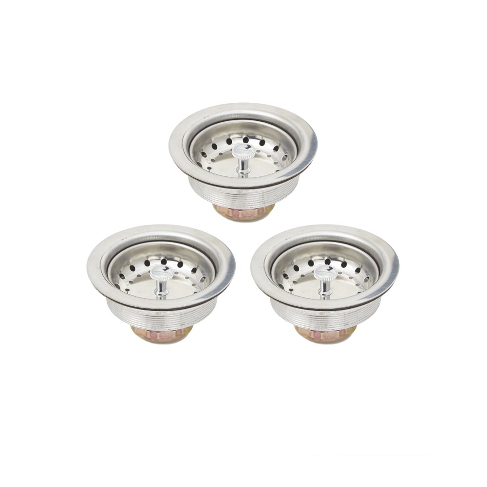 Fenix Sol 18S-3C18X18-0 Three Compartment Stainless Steel Sink, Bowl: 18"L x 18"W x 12"D, Overall Size: 59"L x 23.8"W x 43"H, No Drainboards, SS Legs