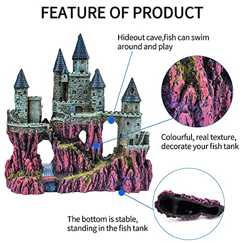 Miracliy Castle Aquarium Decoration for Fish Tank, Large Resin Castle Decor for Fish Hideaway