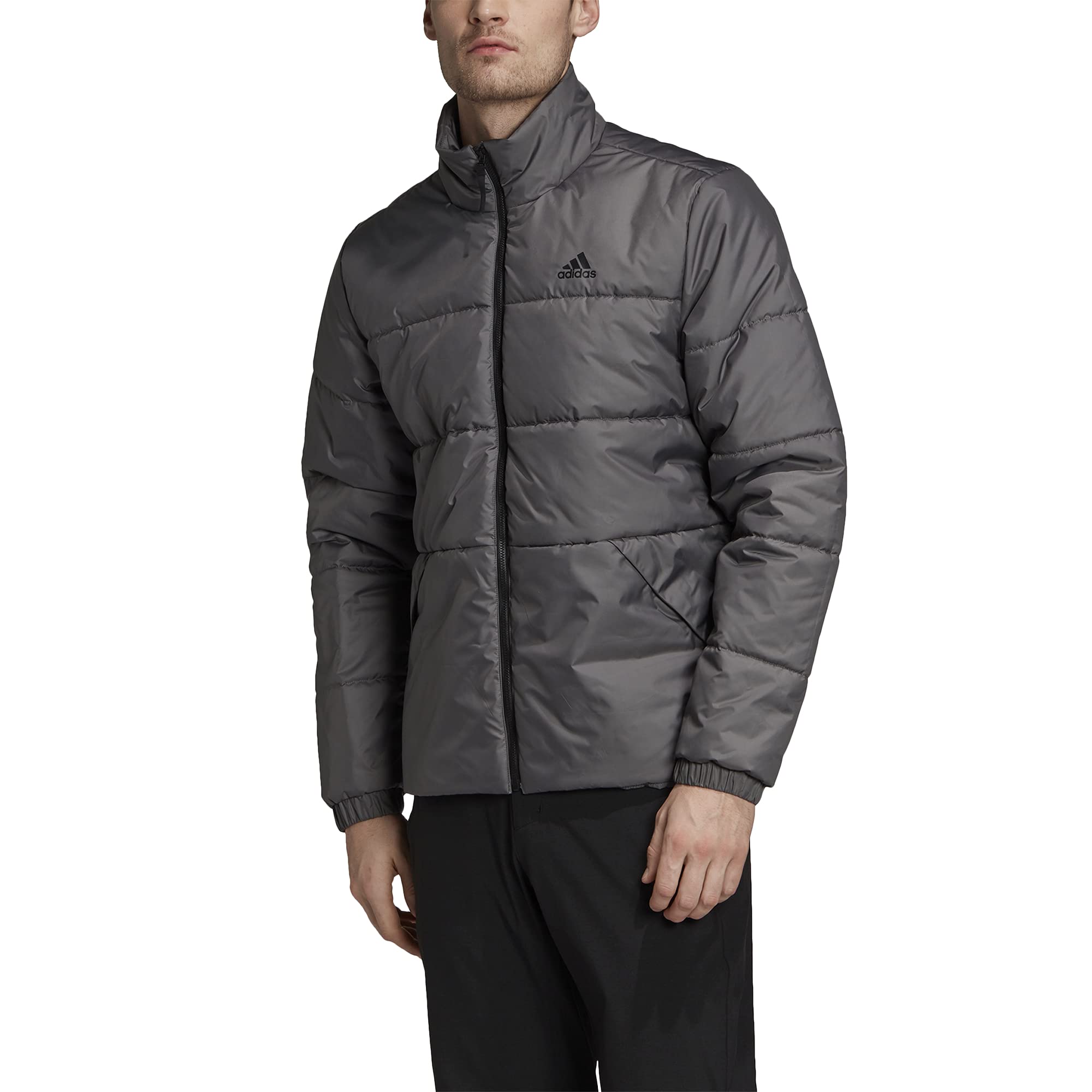 adidas Outdoor mens Basic 3-Stripes Insulated Jacket Grey Medium