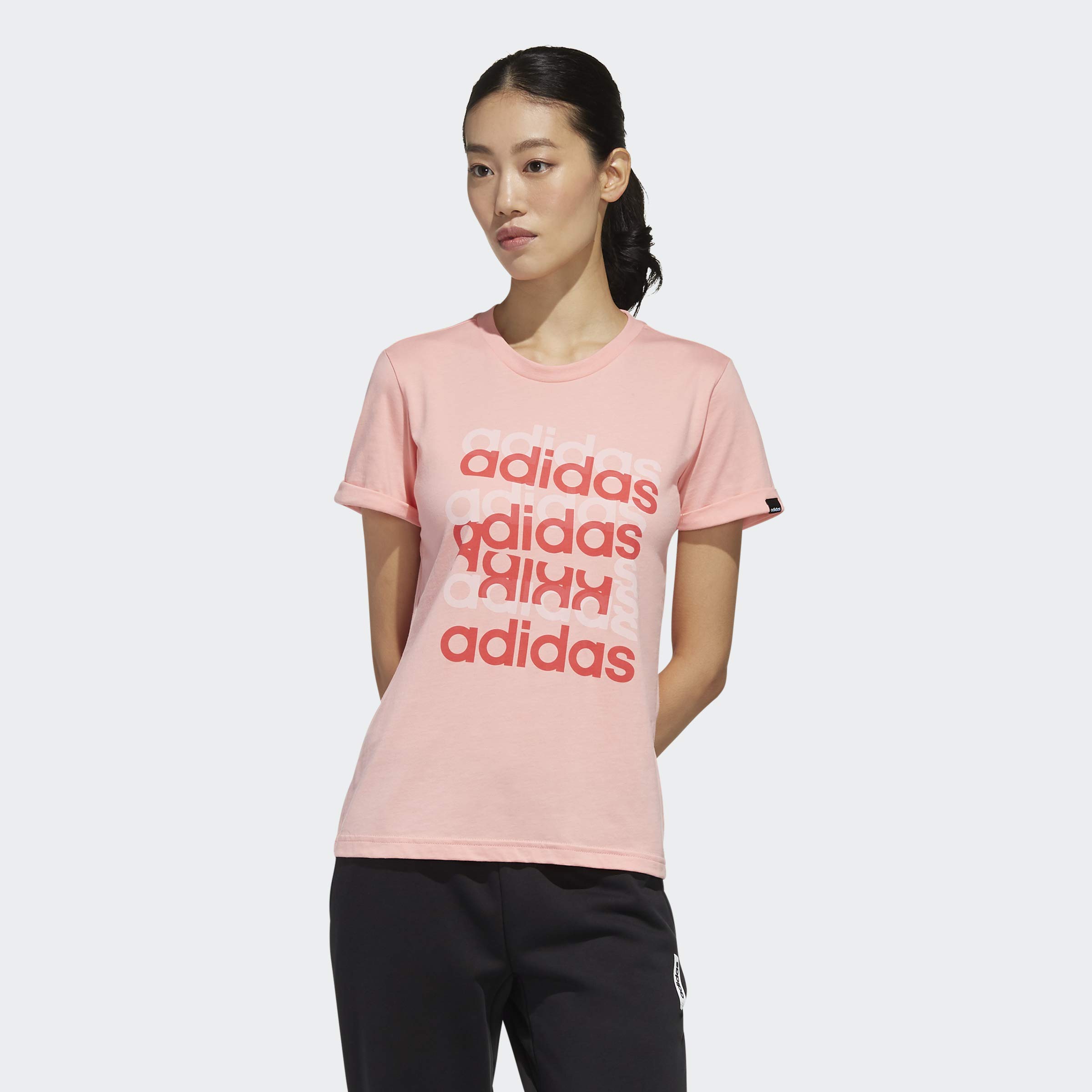 adidas Women's Big Graphic T-Shirt White/Purple Tint Small