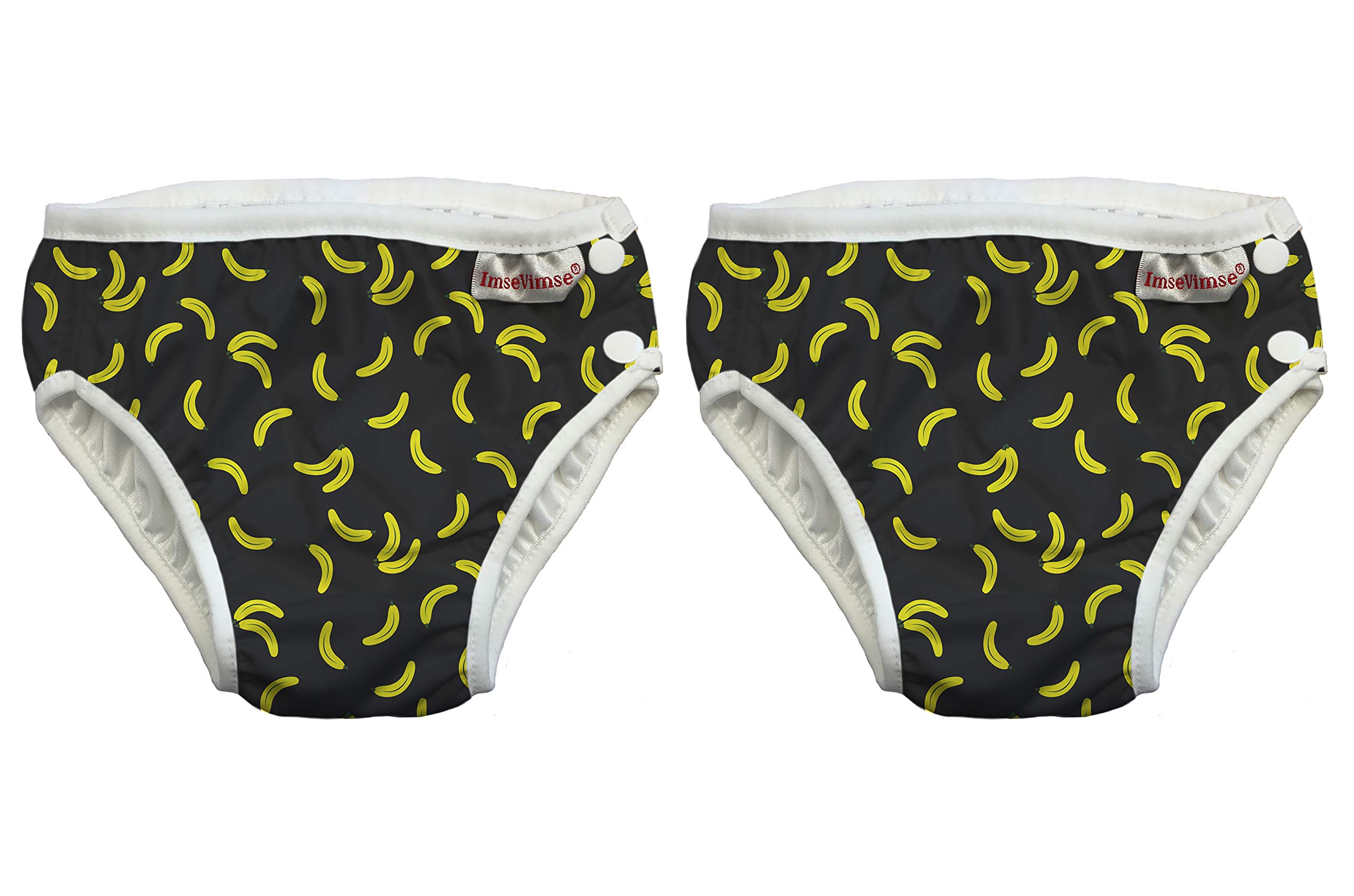 ImseVimse Eco Friendly Reusable Swim Diaper Made of Organic Cloth Sized for Infant to Toddler Boys - Black Banana, 2 Pack (XL 18-24M, 2T (24-31 lbs))