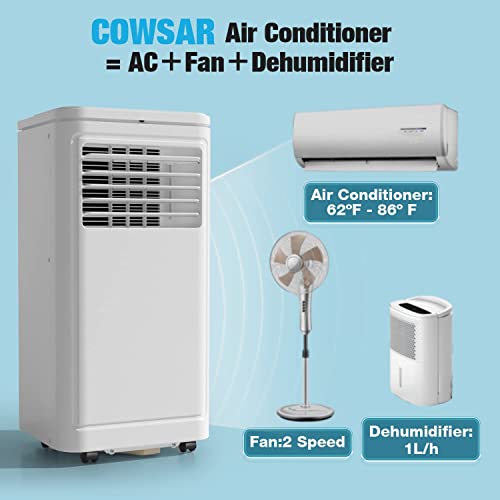 COWSAR Portable Air Conditioner 8500BTU 4-in-1 Air Conditioner Portable for Room Cooling Up 250sq.ft. 24 Timer Mini Air Conditioner <53dB Air Conditioner No Window