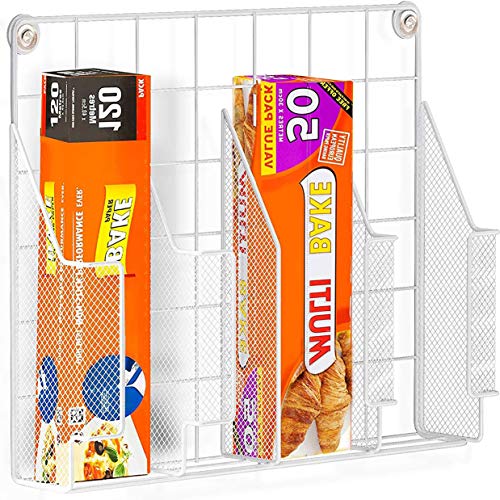 Home Intuition Wall Mount Kitchen Wrap Organizer Rack Cabinet Pantry RV Campers, White