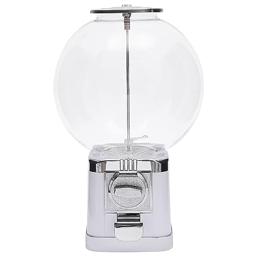 Household Coin Glue Ball Machine(Only Machine), Mechanical Candy Vending Machine with 17*17cm Base Diameter 30cm White, Candy Gumball Machine Prize Machine Gumball Bank for Game Stores And Retail Stor