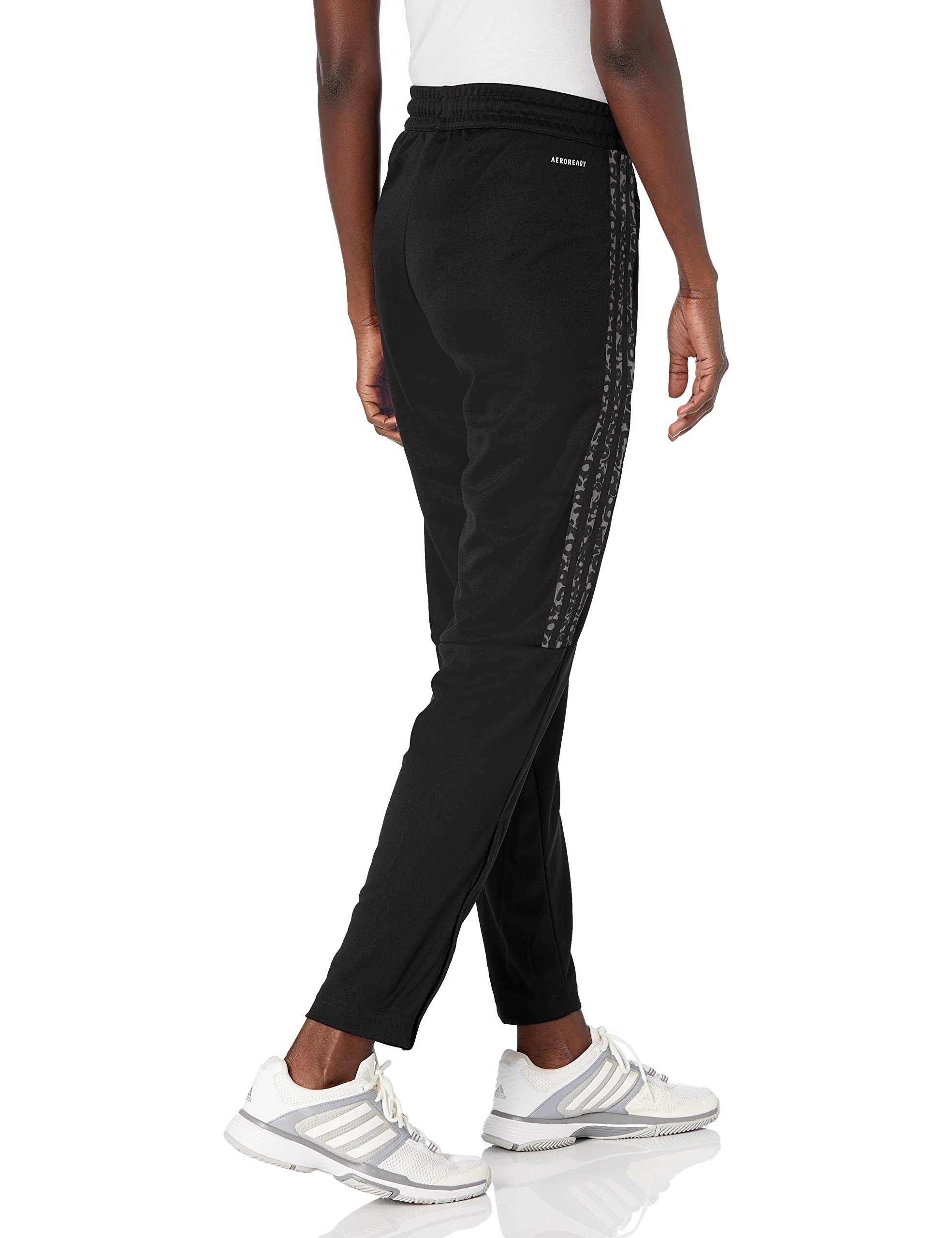 adidas Women's Aeroready Sereno Slim Tapered-Cut 3-Stripes Pants, Black/Grey/White, Medium