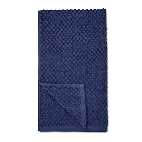 Amazon Basics 100% Cotton, Soft & Absorbent, Popcorn Texture Terry Kitchen Dish Towels, 28"L x 16"W, Navy Stripe, Pack of 4