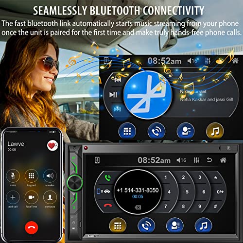 Double Din Car Stereo with Bluetooth: 7inch HD Car Multimedia Receiver β Car Audio MP5 Player | LCD Capacitive Touchscreen | Phonelink | Backup Camera | USB/SD/ AUX Input | AM FM Car Radio | SWC