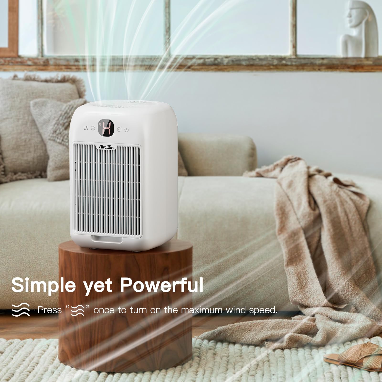 Aircillin Air Purifiers for Home Bedroom Up to 908 Sq Ft, Air Purifiers with HEPA Filter Aromatherapy,Turbo Boost Button, Sleep Mode, White