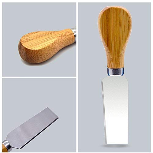 Freehawk 4 Pieces Set Cheese Knives with Bamboo Wood Handle Steel Stainless Cheese Slicer Cheese Cutter (Original Bamboo Handle)