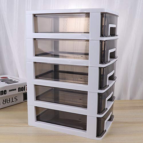 DECHOUS Plastic Storage Drawer, 5- layer Storage Cabinet Plastic Drawer, Portable Storage Rack Organizer clear Drawer Organizers Makeup Organizer Makeup Drawer Clear Jewelry Organizer