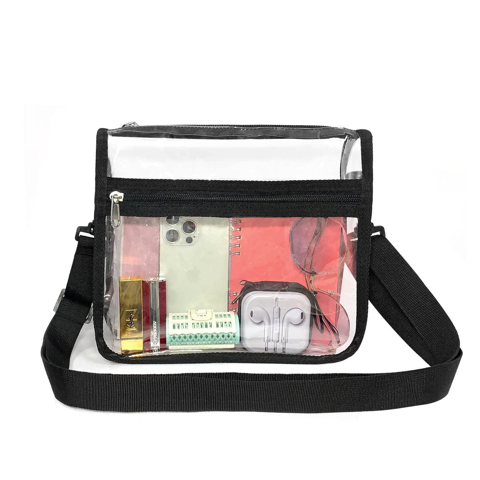 Fibrdoo Clear Bag Stadium Approved, Clear Crossbody Purse Bag with Adjustable Strap for Women, Sports, Concerts and Festival