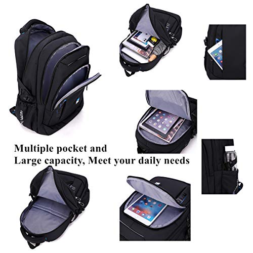 Black Kids Boys Rolling Backpack Teens Carry-on Luggage with Wheels Trolly BookBag for School-2 Wheels