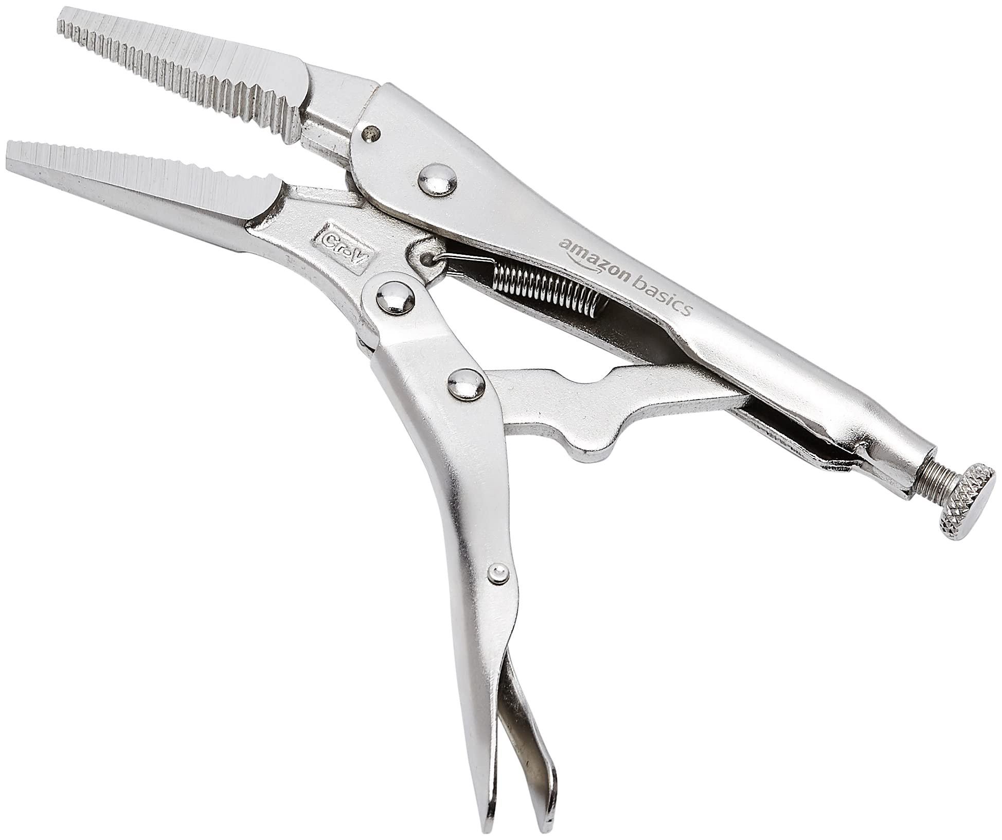 Amazon Basics 5-Piece CR-V Locking Pliers and Wire Cutters Set with Carrying Case, 2 Straight, 3 Curved Jaw, 6.5-10 Inch, Silver