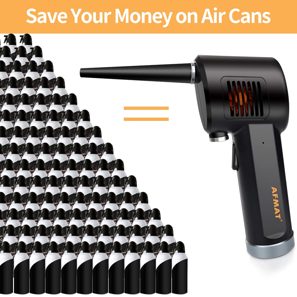 AFMAT Cordless Air Duster, Compressed Air Can for Computers, Rechargeable Air Duster for Computer, Electronic Air Duster for Computers, 6000mAh Reusable Keyboard Cleaner, 10W Fast Charging Air Blower