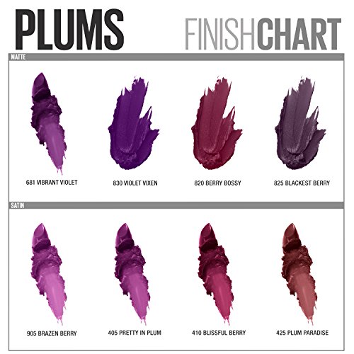 Maybelline New York Color Sensational Purple Lipstick, Satin Lipstick, Pretty in Plum, 0.15 oz