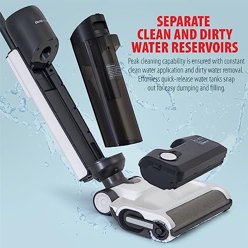 Deco Home 220W Wet/Dry All-in-One Vacuum and Hard Floor Cleaner, Cordless Battery with Self-Cleaning Charging Dock, 3 Smart Programs, Digital Display