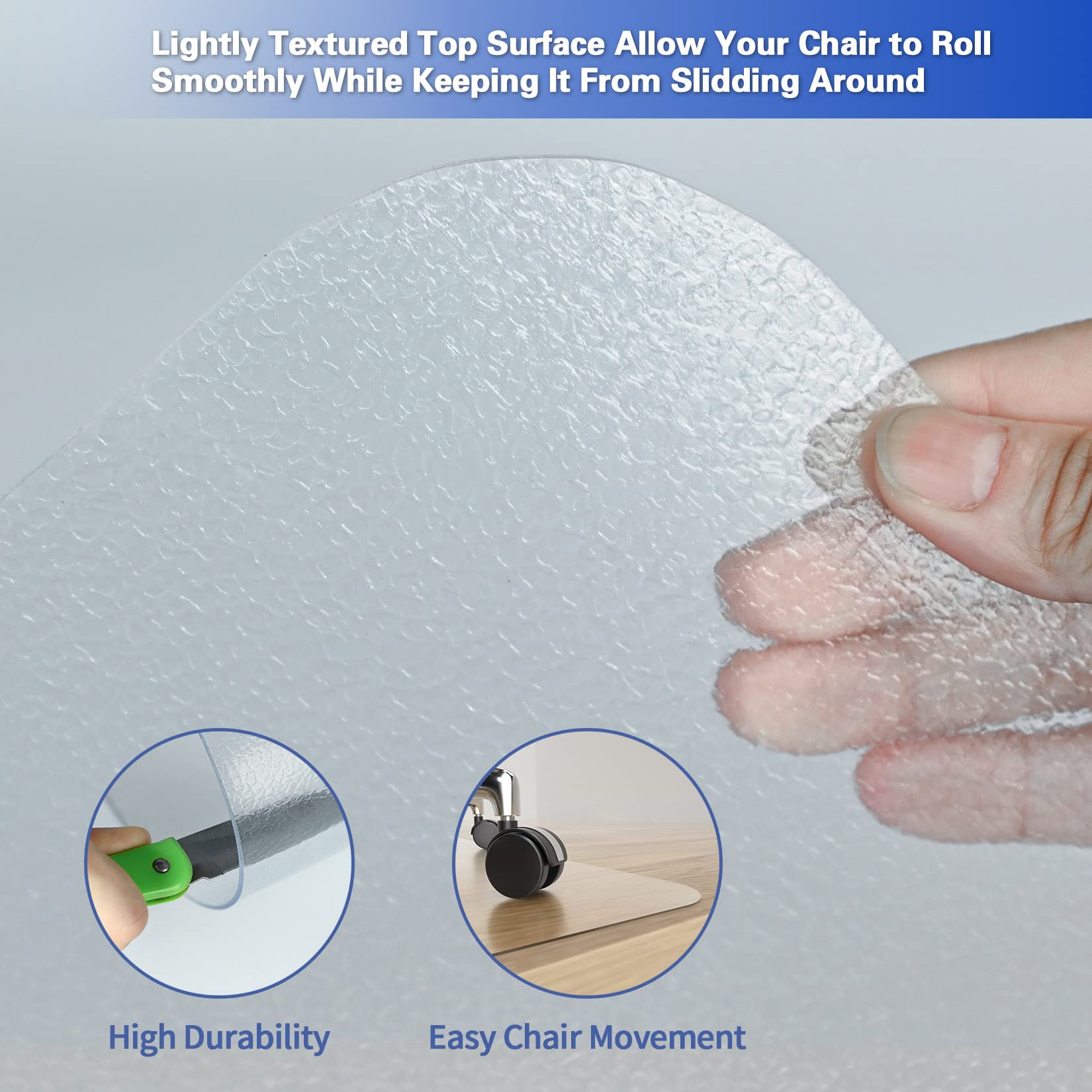 Amyracel Large Office Chair Mat for Hardwood Floor, 46β x 60β Clear Desk Chair Mat for Hard Floors, Easy Glide Floor Protector Mat for Office Chairs