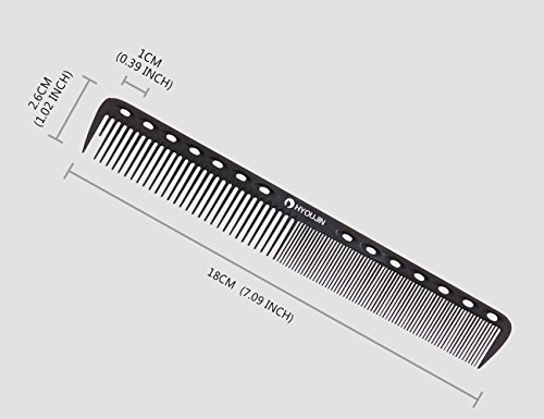 HYOUJIN 7 pcs Hair Comb Set Rat Tail Parting Combs Carbon Wide and Fine Tooth Comb Brush Cutting Comb Professional Styling Hair Combs for Women,Men Accessories with Clips